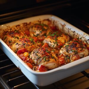 Savory Garlic Tomato Chicken Bake with Mozzarella